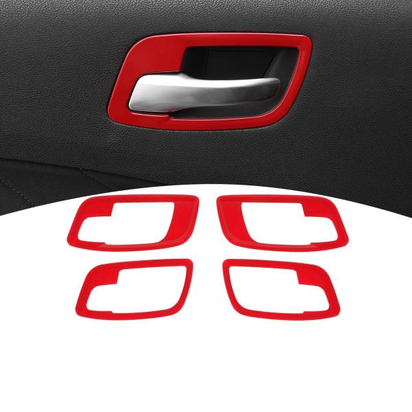 商品名: PDKLIN 充電器用インナードアハンドルトリムフレーム ダッジチャージャー/クライスラー300C 2011-2023用 レッド インテリアアクセサリー 4個 PDKLIN for Charger Inner Door Handl...