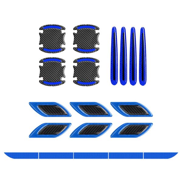 商品名: RUIANTE 車用強力反射ステッカーセット 19枚 車 トランクSUV用 カーボンファイバー製ドアハンドルプロテクター8枚 フードバンパーデカール6枚 リアバンパーガードステッカー5枚(ブルー) RUIANTE 19Pcs Ca...