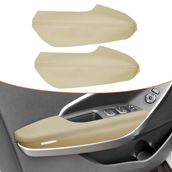 商品名: RUIANTE フロントドアパネルアームレストインサートカバーレザートリム交換用 サンタフェ 2013-2018 アクセサリー対応 (ベージュ) RUIANTE 2pcs Front Door Panel Armrest Inse...