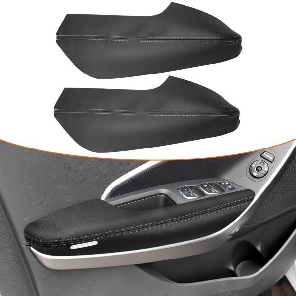 商品名: RUIANTE フロントドアパネルアームレストインサートカバーレザートリム交換用 サンタフェ 2013-2018 アクセサリー対応 (ブラック) RUIANTE 2pcs Front Door Panel Armrest Inse...
