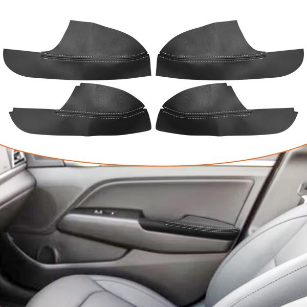 商品名: RUIANTE ドアパネルアームレストインサートカバーレザートリム交換用 Elantra 2017-2020アクセサリー用4個 (ブラック) RUIANTE 4pcs Door Panel Armrest Inserts Cove...