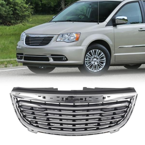 商品名:  KARPAL Front Bumper Upper Grille Chrome Fit for 2011-2016 Chrysler Town &amp; Country Replace 68100692AB, CH120035...
