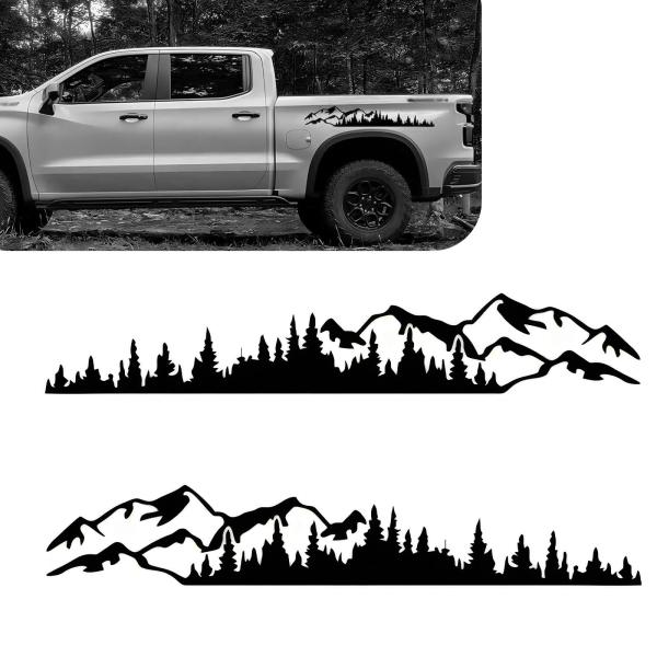商品名:  Qurbuns 2 PCS Car Mountain Tree Forest Stickers, 39.37" x 6.69" Waterproof Mountains Graphic Decals for Body Door ...