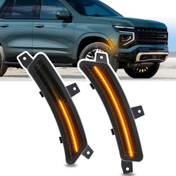 商品名:  NJSBYL 2pcs Yukon LED Side Marker Light Fit 2025-2026+ Chevy Tahoe GMC Yukon XL Suburban Front Bumper Fender Sidem...