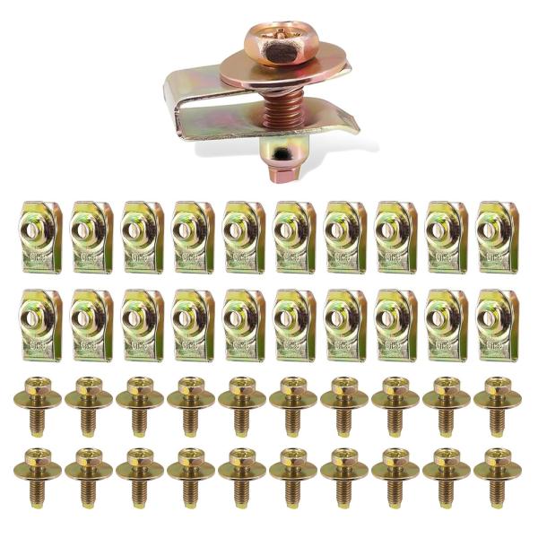 商品名:  Zikefest 40PCS M6-1.0 Body Bolts Kit, Extruded U Nuts &amp; Hex Head Body Bolts Kits, Universal for Engine Under C...
