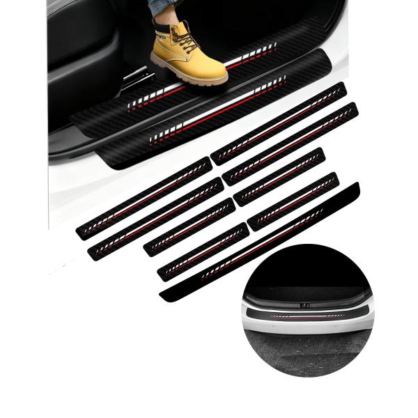 商品名:  9Pcs Car Door Sill Protector, Universal Waterproof Carbon Fiber Car Door Protector Edge Guards for Door Steps, Ant...