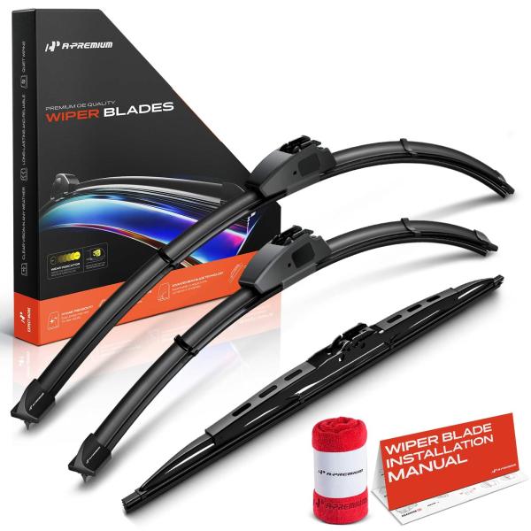 商品名: A-Premium フロントワイパーブレード 摩耗インジケーター&amp;タオル付き - Honda CR-Z 2011-2016に対応 - フロントリアワイパーブレードセット 26インチ/21インチ/16インチ用 フック/フック...