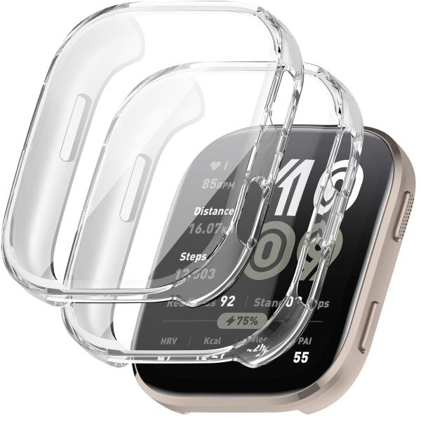 商品名: Miimallケース Amazfit Bip 6 バンパー対応 [メッキフレーム] [フルカバー] 傷防止 レディース メンズ ソフトTPUカバー 保護ケース 全面スクリーンプロテクター Bip 6用 (クリア) 2 Pack M...