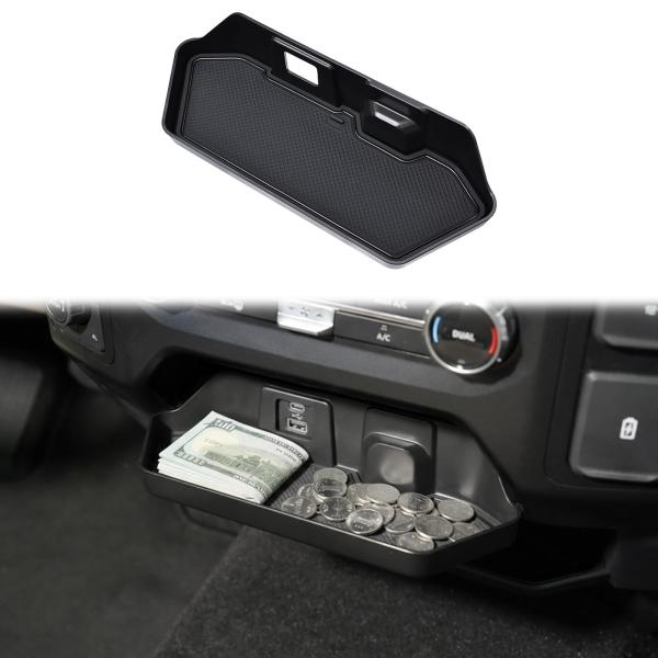 商品名: JDMCAR センターコンソールハング収納ボックス 2022 2023 2024 2025 フォード F150アクセサリーに対応 ABSプラスチックインサート収納ボックス 滑り止めシリコンマット付き (ジャンプシートのみ) JDM...