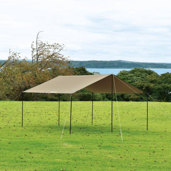 ▼少人数で使いやすい3×3mのスクエア形状火の粉に強く、風合いの良いTC素材を採用。専用設計のウォール併用でシェルター仕様にも。※ポール、ペグ、ハンマーは付属しておりません※推奨ポール：180×2〜6本（サイド120cmは180cmから中間...