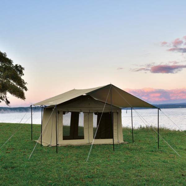 ▼REVOスクエアタープ　3×3　TC/TAN専用設計のメッシュウォールでシェルター仕様へフロアレスで土間使用が可能！TC素材で結露を軽減。※ウォール単体でのご使用はできません※ポール、ペグ、ハンマーは付属しておりません※推奨ポール：REV...