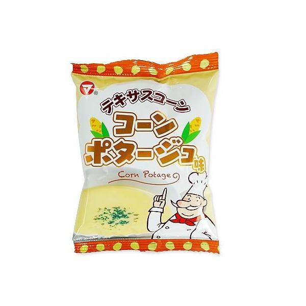 松山の人気スナック菓子系の駄菓子「 テキサスコーン 」たこやき、お好み、ピザ味のフレーバーの兄弟分としてコーンポタージュ味が追加になりました。濃いめの味付けのスナック菓子が多かったですが、コンポタ味はさっぱりと甘めの味付けになっています。後...