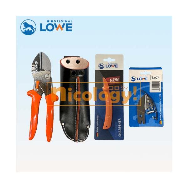 LOWEオリジナルライオンLS1104-剪定鋏セット（剪定ハサミ・替え刃・刃研ぎ・サック）LS1104はオリジナルライオン社のデザインを決定付けたモデルで、世界中でNo1となっている剪定バサミです。切断径 ：22cmLOWE1104重量： ...