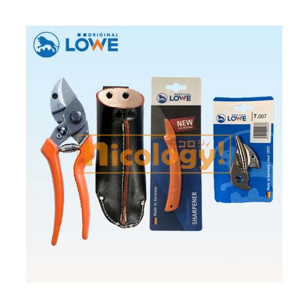 LOWEオリジナルライオンLS7107-剪定鋏セット（剪定ハサミ・替え刃・刃研ぎ・サック）は、鋏・替刃・刃研ぎ・サックとのお得なセット商品。LS7107は湾曲したブレードとショートカッティングヘッドの人間工学に基づくライオン剪定バサミです。...