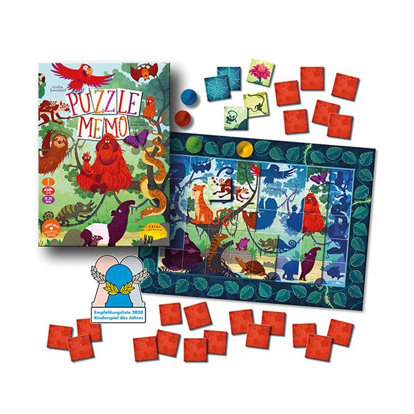 雨があがった森では、続々と動物たちが姿を表します。裏返ったカードをめくって、ゲームボードへパズルのようにカードを埋めてゲームを進めます。カードを置いて、動物が完成したとき、手コマを前に進めることができます。1・カードは盤面の下段からしか置け...