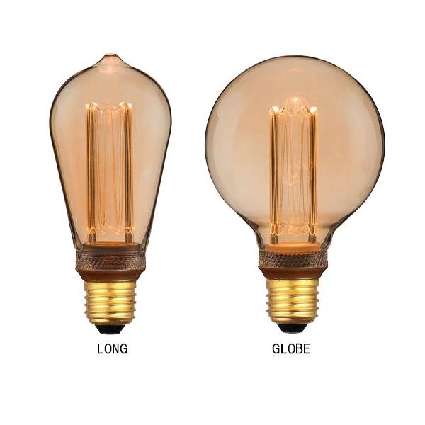 特殊なレーザー技術によって施されたライン加工により、まるでカーボン電球のフィラメントのような繊細で暖かな灯りをLEDで再現したノスタルジアバルブ。クラシックで優しい明かりのゴールドとクールでモダンな印象のグレー。ガラスカバーの色で雰囲気がガ...