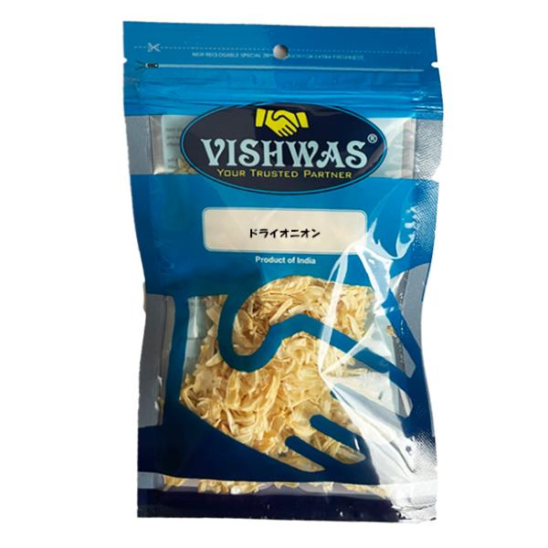 乾燥タマネギ　インド産です。カレーなどにもお使いください。そのままカレーなど炊くときに入れたり　サラダにふりかけたりします。10分ほど水につけて戻して絞って使うとしっとりしてよりおいしいです。nideruでは出来るだけ賞味期限の長いものをお...