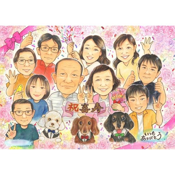 ・下描き満足保証・納期厳守・人気の似顔絵作家ずっと飾れる満足度の高い似顔絵をお届けします【ご利用の多いシーン】お祝い プレゼント 贈り物 ギフト 贈呈用 還暦 古希 喜寿 傘寿 米寿 卒寿 白寿 百寿 長寿 結婚記念日 金婚式 結婚50周年...