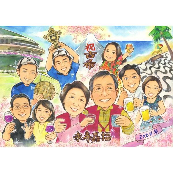・下描き満足保証・納期厳守・人気の似顔絵作家ずっと飾れる満足度の高い似顔絵をお届けします【ご利用の多いシーン】お祝い プレゼント 贈り物 ギフト 贈呈用 還暦 古希 喜寿 傘寿 米寿 卒寿 白寿 百寿 長寿 結婚記念日 金婚式 結婚50周年...