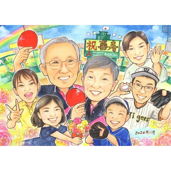 ・下描き満足保証・納期厳守・人気の似顔絵作家ずっと飾れる満足度の高い似顔絵をお届けします【ご利用の多いシーン】お祝い プレゼント 贈り物 ギフト 贈呈用 還暦 古希 喜寿 傘寿 米寿 卒寿 白寿 百寿 長寿 結婚記念日 金婚式 結婚50周年...