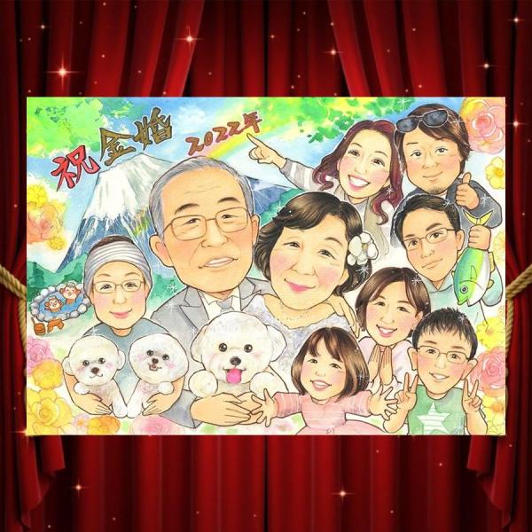 ・下描き満足保証・納期厳守・人気の似顔絵作家ずっと飾れる満足度の高い似顔絵をお届けします【ご利用の多いシーン】お祝い プレゼント 贈り物 ギフト 贈呈用 還暦 古希 喜寿 傘寿 米寿 卒寿 白寿 百寿 長寿 結婚記念日 金婚式 結婚50周年...