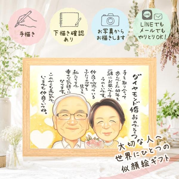 ・下描き満足保証・納期厳守・人気の似顔絵作家ずっと飾れる満足度の高い似顔絵をお届けします【ご利用の多いシーン】お祝い プレゼント 贈り物 ギフト 贈呈用 還暦 古希 喜寿 傘寿 米寿 卒寿 白寿 百寿 長寿 結婚記念日 金婚式 結婚50周年...