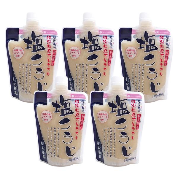 新潟県産コシヒカリ100％の生糀と沖縄の天日塩シママースから作られた塩麹！塩の代わりに料理に加えれば、素材の旨みを引き出しコクをプラスします。和洋中どんな料理にも合うのでアレンジは無限大！五ツ星お米マイスターが厳選した新潟県産コシヒカリから...