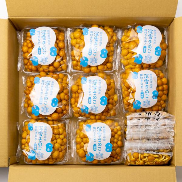 津南町の雪国きのこ組合が育てるなめこ。独特のとろみと、ぷりぷり、コリコリとした歯ごたえが抜群！お味噌汁やパスタ、炒め物にしてどうぞ。可食部たっぷりの「株付きなめこ」もご用意しました。津南町にある雪国きのこ組合の「深雪（みゆき）きのこ」シリー...