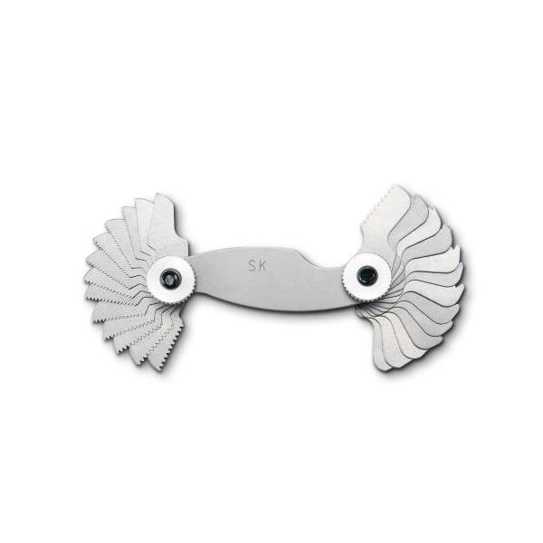 ■特長・おねじピッチに沿わせるだけで、ねじピッチが簡単に確認できます。・リーフにピッチ数が記してあります。■用途・一般ねじのピッチ測定に■仕様・タイプ：ミリ・組数(枚)：28・本体質量：40g■セット内容・0.25-0.9(0.5トビ)：1...