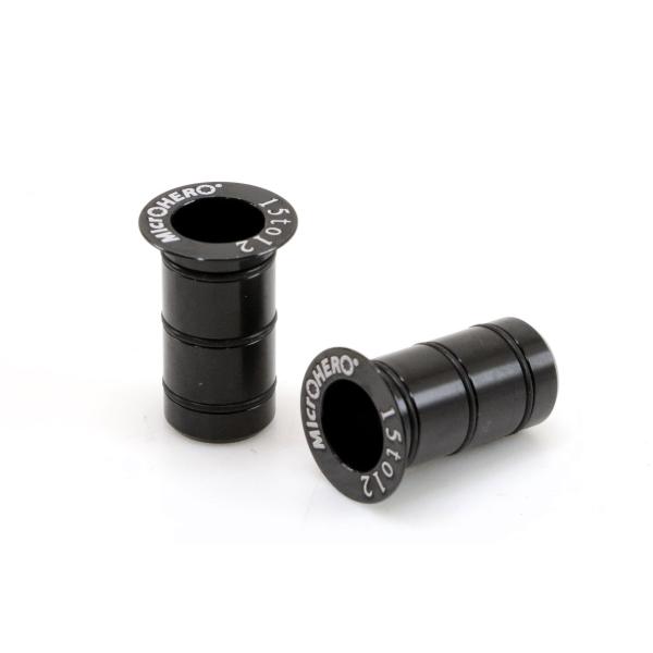 ・マイクロヒーロー（MicrOHERO）製、QR15アクスル規格のハブホイールを12mmアクスルのフォークで使用できるすぐれものです。・ エンド幅100mmと110mmのどちらでも使用できます。・アルミ６０６１　Ｔ６合金をＣＮＣ加工で高精度...