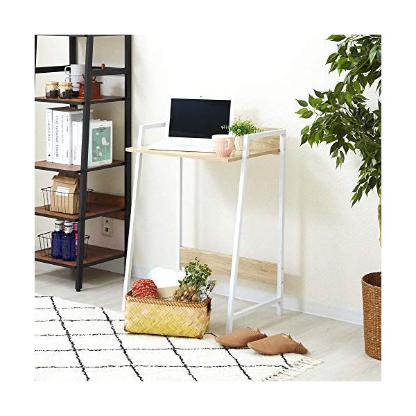 色：ナチュラル60ｃｍ幅のコンパクトデスク。パソコンワークやちょっとした作業時、等様々なシーンで活躍できるデスク。本体サイズ:60ｘ42ｘ75*84ｃｍ重量:5.5kgフレーム:スチール 棚板:PB(メラミンシート)省スペースで、リビング学...