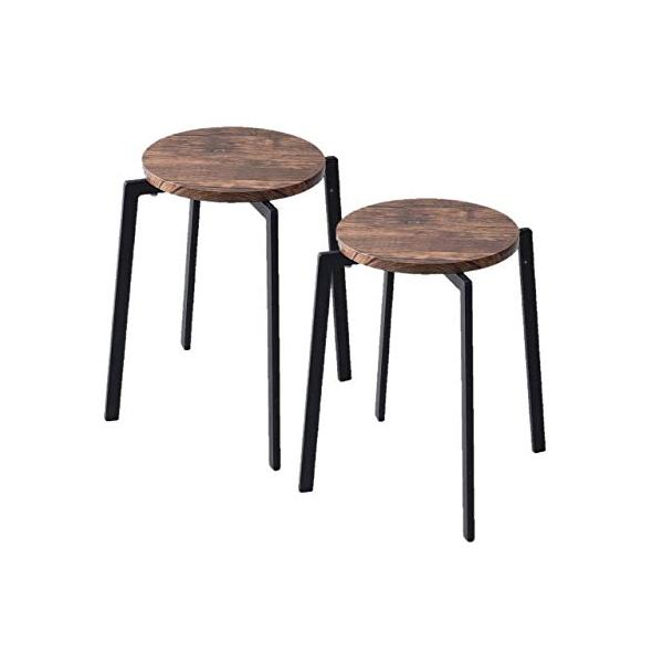 色：ブラウン/ブラック完成品(組立不要)本体サイズ(1個あたり):幅33.5*奥行33.5*高さ45cm座面サイズ:直径29.5*厚み1.8cm材質:フレーム*スチール(エポキシ樹脂塗装)、座面*塩化ビニル樹脂化粧繊維板ホーム＆キッチン/家...