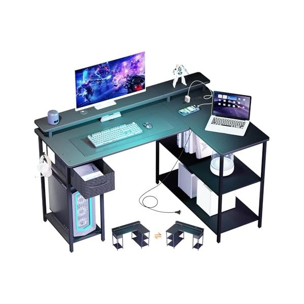 左右組み替え可能＆L字型 このパソコンデスクは左右のサイドデスクを組み替え可能なデザインを採用しており、部屋のレイアウトや使用スタイルに合わせて自由に配置できます。L字型のデザインは、見た目が洗練されているだけでなく、広い作業スペースを提供...