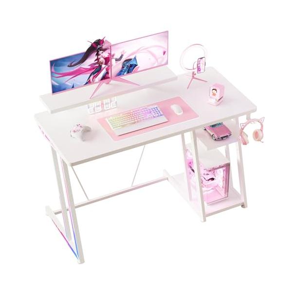 色：白い 炭素繊維天板 ゲーミングデスクの天板は炭素繊維、特殊な炭素繊維のテクスチャー表面、耐水性、耐熱性、腐食性、摩耗性、触り心地、織目が超リアルで光沢のある見た目と良い手触り心地は特徴です。 充実なサポート機能 デスク側面のラックは収納...