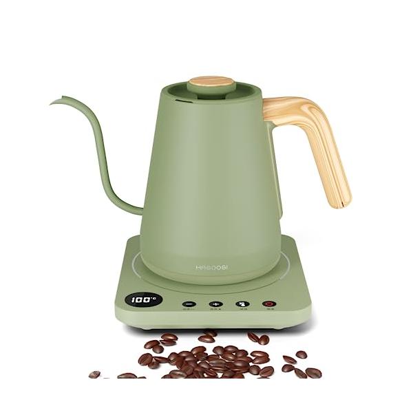 色：グリーン 高精度の1*刻みで温度設定、30分保温機能 電気ケトルは40*から100*の間で、 好みに合わせて1*単位の温度調整が可能です。内蔵の高精度センサーによりリアルタイムの温度をディスプレイに正確に表示できる。30分保温機能が付い...