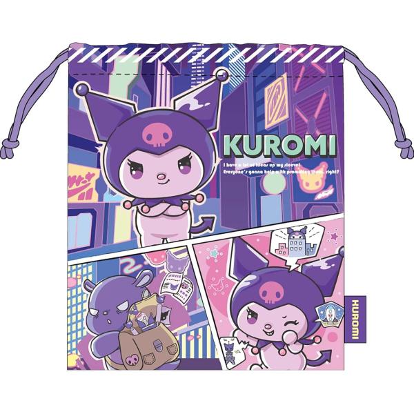 サンリオ 巾着 クロミ コミック H21×W18cmクロミちゃんの可愛い巾着袋。裏表で違うデザインになっているよ。小物やお菓子を入れて使ってね！■仕様内容■サイズ：約H210×W180mm素材：ポリエステル