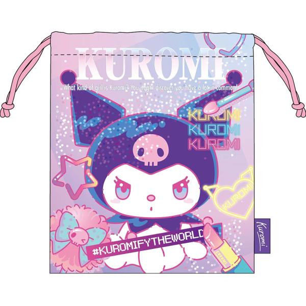 サンリオ 巾着 クロミ トレンド H21×W18cmクロミちゃんの可愛い巾着袋。裏表で違うデザインになっているよ。小物やお菓子を入れて使ってね！■仕様内容■サイズ：約H210×W180mm素材：ポリエステル