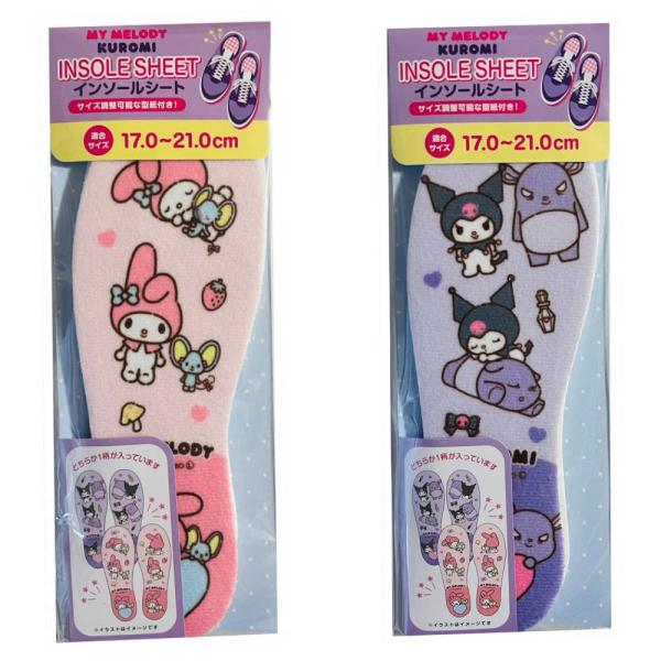 サンリオ マイメロ クロミ インソール 17cm〜21cm気分によって楽しく着せ替えられるおしゃれなインソールシートです。大きすぎる靴のサイズ調整にも。靴のサイズにハサミでカットしてご使用いただけます。適合サイズ 17.0−21.0cm。原...