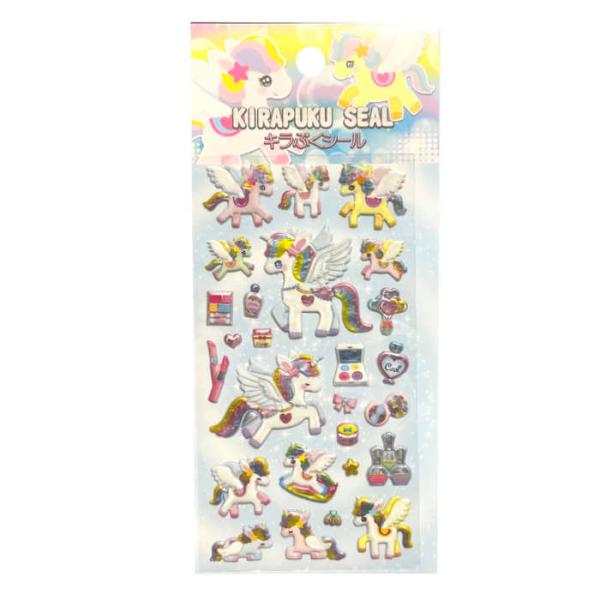 キラぷくシール ユニコーン ファンシードリームユニコーンの可愛いぷくぷくシール。シートサイズ　150mm×80mm