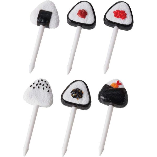 ランチ ピックス おにぎり ピック 6本入 お弁当おにぎりのピックスです。お弁当の時間が楽しみになります。ホームパーティや運動会、お弁当に。6本入りオーブンや電子レンジでは使用不可。