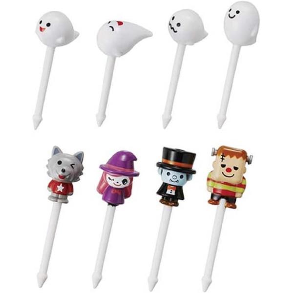 ランチ ピックス おばけ ピック 8本入 お弁当可愛いお化けのピックスです。お弁当の時間が楽しみになります。ハロウィンパーティーにも。8本入りオーブンや電子レンジでは使用不可