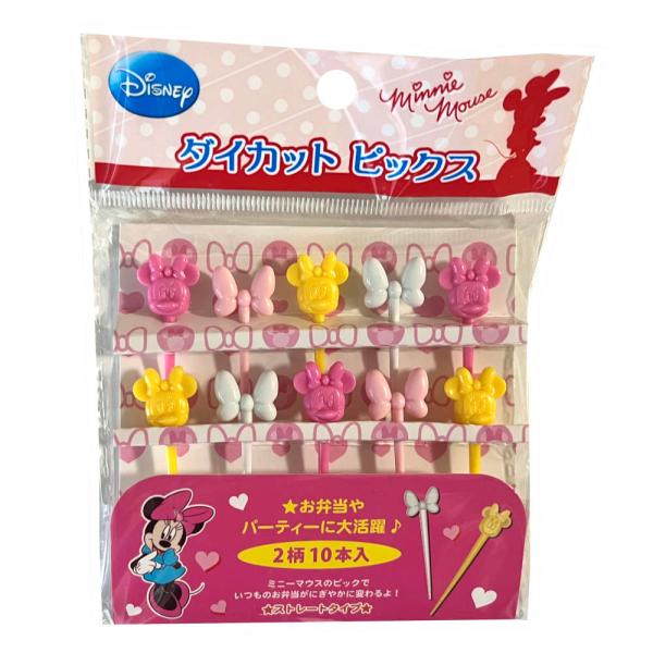 ディズニー ダイカット ピックス ミニーマウス ミニーちゃん 10本入ミニーちゃんの可愛いピックスです。ストレートタイプ。ホームパーティやお弁当に。電子レンジ、オープンでのご使用はおやめください。サイズ（頭部は除く）長さ4.5cm