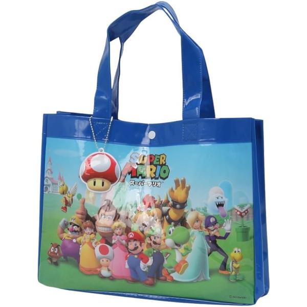 スーパーマリオ プールバッグ ビーチバッグ トートバッグ ブルー海やプールはもちろん、キャンプ等の時にも大活躍のビーチバッグネームタグに名前、住所、電話番号が書き込めますプールバッグ/ビニールバッグ/子供/水泳バッグ/雑貨サイズ　約360x...