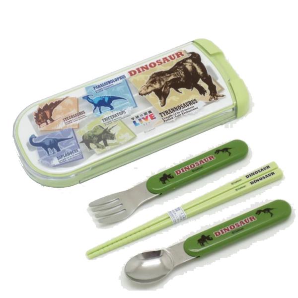 学研の図鑑LIVE　引フタトリオ　箸・スプーン・フォーク　3点セット 抗菌　恐竜 日本製お子様に大人気の『学研の図鑑LIVE』の恐竜柄がリニューアル登場！人気のティラノサウルスやトリケラトプス、パラサウロロフスなど見ているだけでもワクワクす...