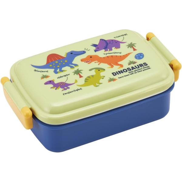 スケーター 弁当箱 450ml ディノサウルス ピクチャー 抗菌 子供用 日本製食洗機対応のお弁当箱。銀イオン配合の抗菌仕様。フタが盛り上がっていて、お料理などをふわっと盛り付けられる。おかずが片寄りにくい高い仕切り付き。パッキンと止具でし...