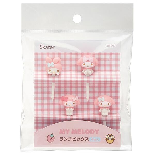 ランチ ピックス 4本入り マイメロディミートボールやミニトマトなどにさせば、楽しいお弁当のできあがり！パーティのオードブル料理にもおすすめです☆【入り数】4本入り（4種類×各1本入り）サイズ約15×5×60mm【品質表示】ピックス：ABS...