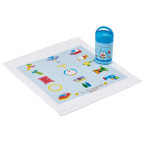 スケーター 抗菌 おしぼりセット ケース付き おしぼり II'm Doraemon ギンガム 日本製お弁当の時や行楽でのお手ふきに便利なおしぼりセットケースは開けやすいツマミ付き名前シール付きケース付きなのでコンパクトに持ち運びケース/約5...