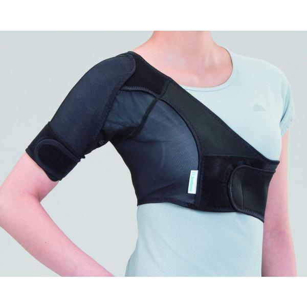 肩関節を動かすためのサポーター。装着方法により肩関節を内旋位、外旋位で固定することが出来ます。ベルトの引き上げにより、肩関節の外転動作をサポート。ズレにくく、肩甲骨の可動域が広がり、肩を上げるのがつらい方におすすめです。