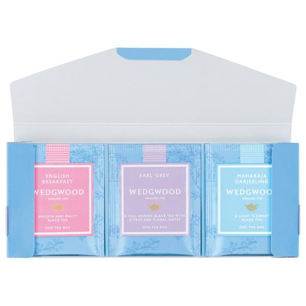 【説明文】1759年に創立されたウェッジウッドの味わいで優雅なティータイムをどうぞ。【内容】イングリッシュ ブレックファスト（約2g）・アールグレイ（約2g）・マハラジャ ダージリン（約2g）×各3【型番】WB5【箱サイズ】化粧箱：約80×...