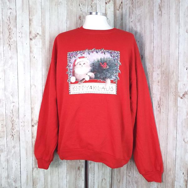 【当店スタッフのお薦めポイント】・Linda Graysonの公式トレーナーです・猫ちゃんサンタが、もみの木を持っているデザインが可愛い！・ボディは「ジャージーズ・NUブレンド」を使用・クリスマスパーティーにも◎・他人と被りたくない古着好き...